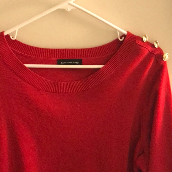 Liz Claiborne | Sweaters | Very Nice Red Sweater With Gold Decorative ...